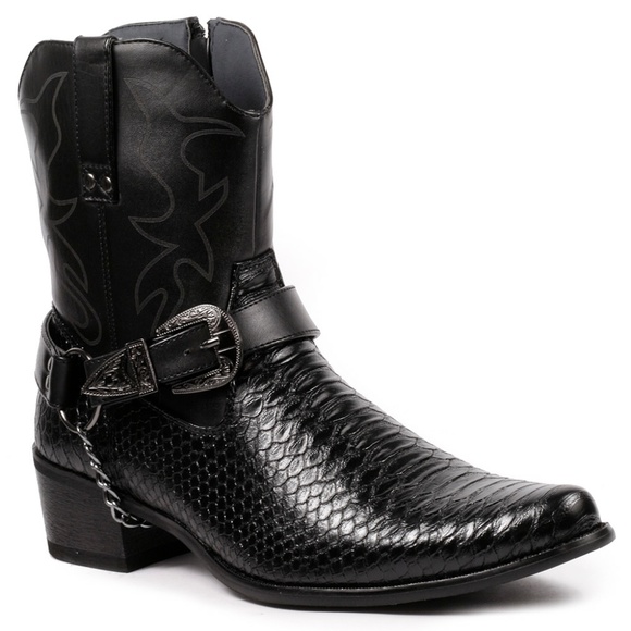 Metrocharm | Shoes | Mens Belt Buckle Chain Strap Western Cowboy Boot ...